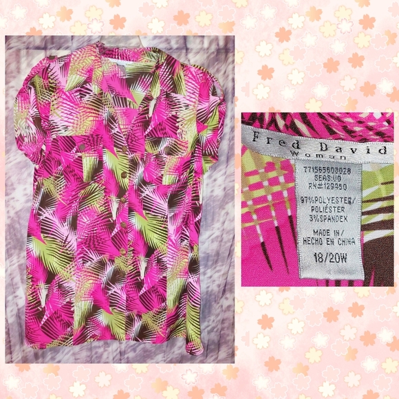 Fred David | Tops | Fred David Woman Pinklimemulticlr Tropical Floral ...